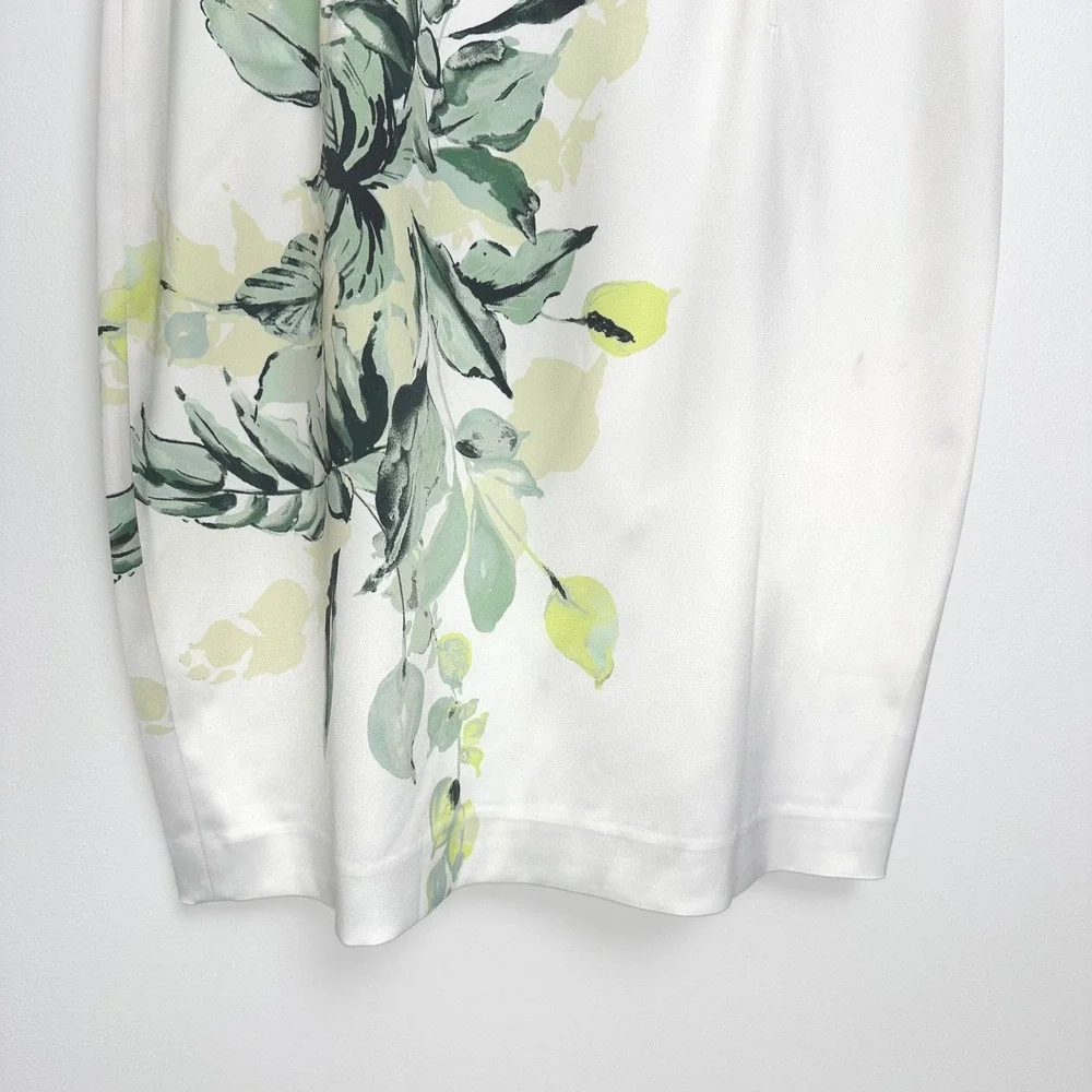 St. John | Dresses | St John Painted Leaves Silk Dress White Ivory ...